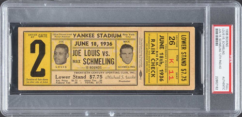1936 Joe Louis vs. Max Schmeling Full Ticket | REA Archive