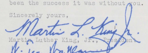 1962 Martin Luther King Signed Letter - Extraordinary Signature Example ...