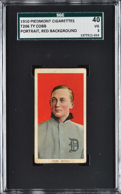 1909-1911 T206 White Border Ty Cobb Portrait Red Background | REA Archive