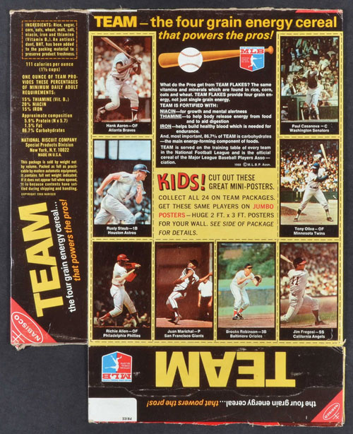 1969 Nabisco Team Flakes Complete Set of 24 on Three Complete Boxes ...