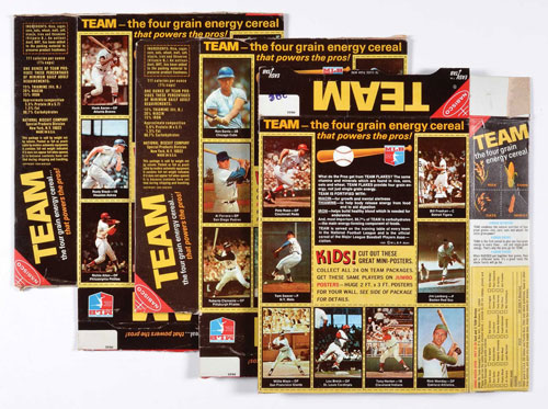 1969 Nabisco Team Flakes Complete Set of 24 on Three Complete Boxes ...