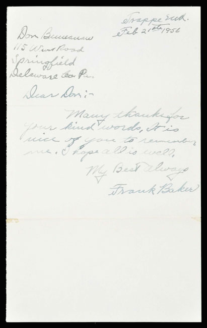1956 Frank Baker Handwritten Letter | REA Archive