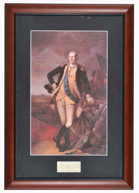 George Washington Cut Signature in Framed Display | REA Archive