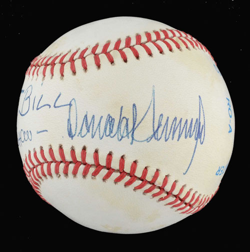 1990 Donald Trump Signed Bat and Ball | REA Archive