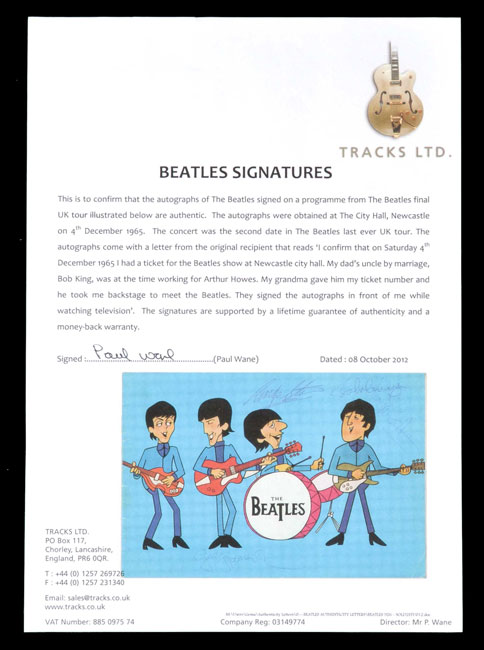 1965 Beatles Signed Tour Program - Final Tour of the UK! | REA Archive