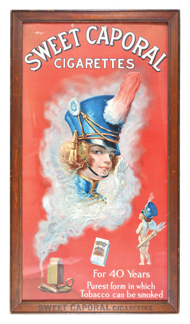 Circa 1910 Sweet Caporal Cigarettes Advertising Sign in Original Frame ...
