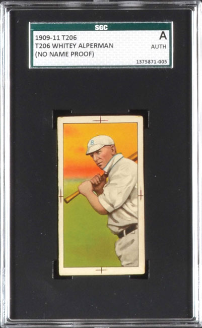 1909-1911 T206 White Border "Proof" Whitey Alperman | REA Archive