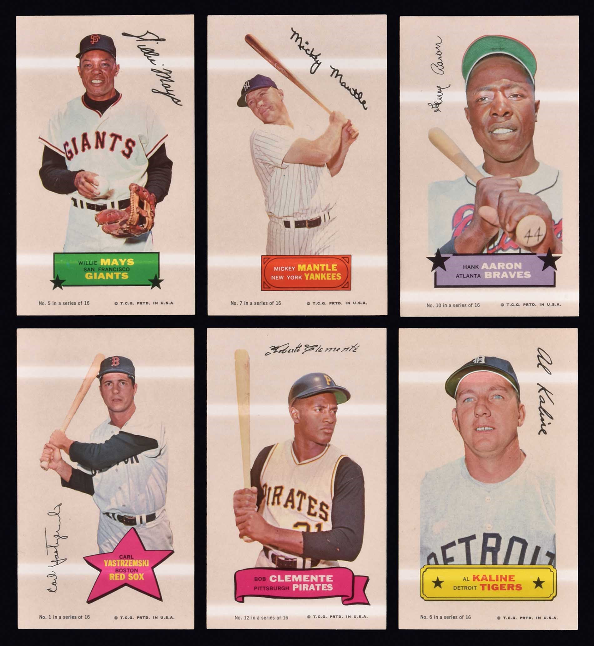 1968 Topps "Baseball Action All-Star Stickers" Proof Collection (18 ...