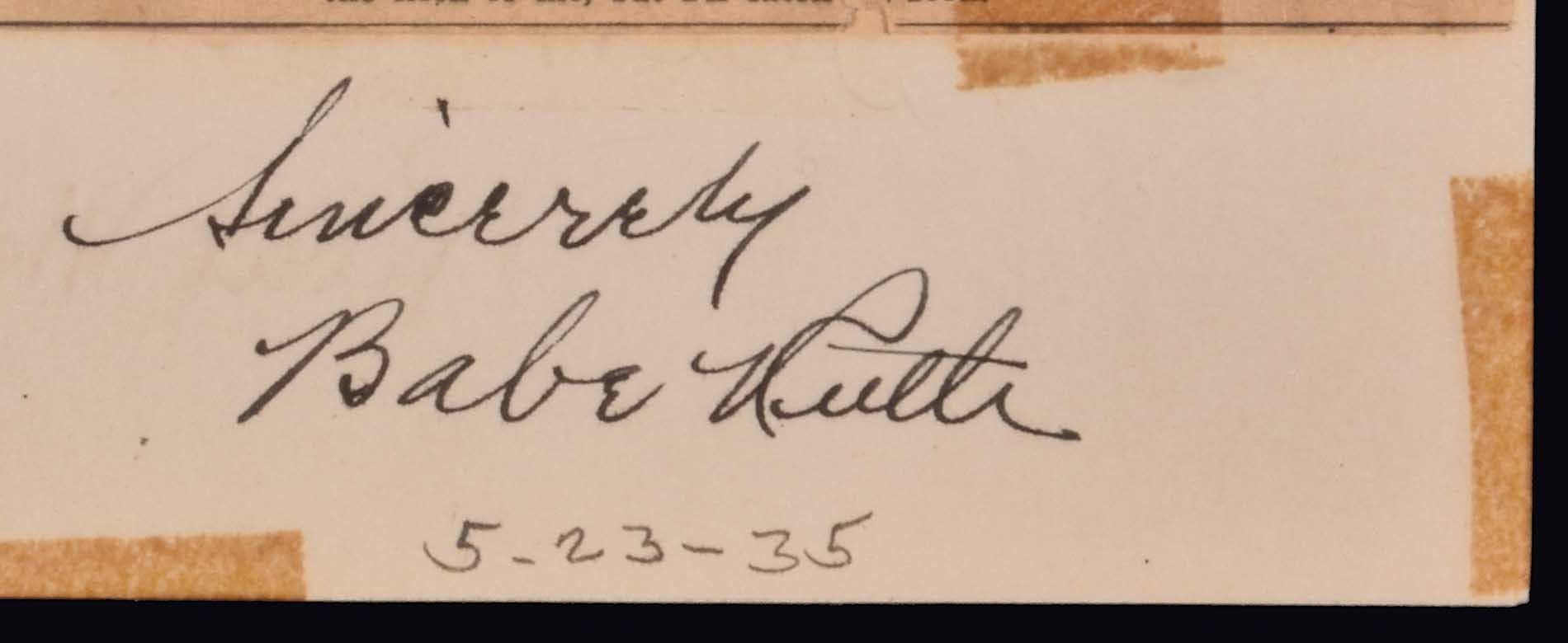 1935 Babe Ruth and Rabbit Maranville Signed Sheet - PSA/DNA - Signed by ...