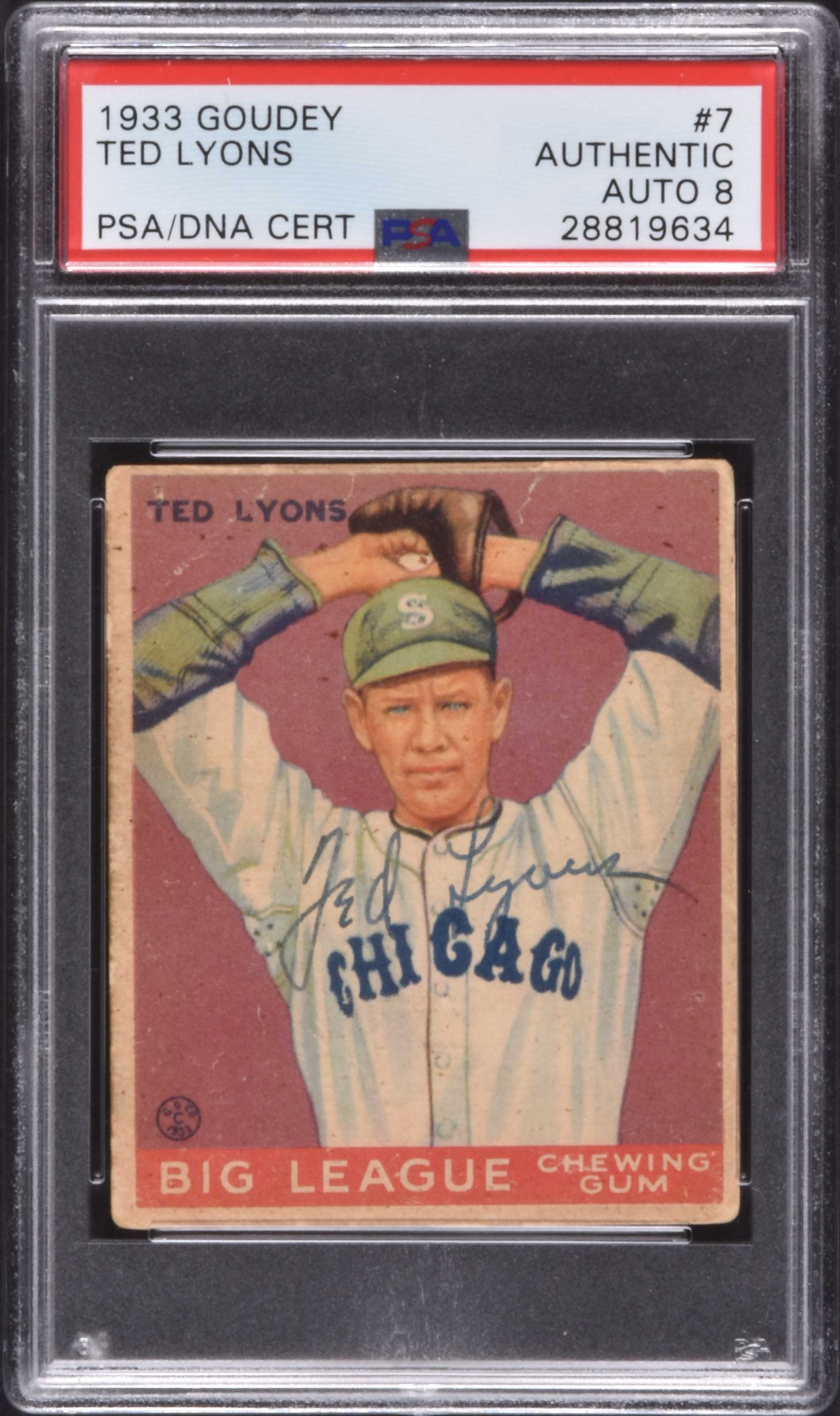Signed 1933 R319 Goudey #7 Ted Lyons PSA/DNA NM-MT 8 | REA Archive