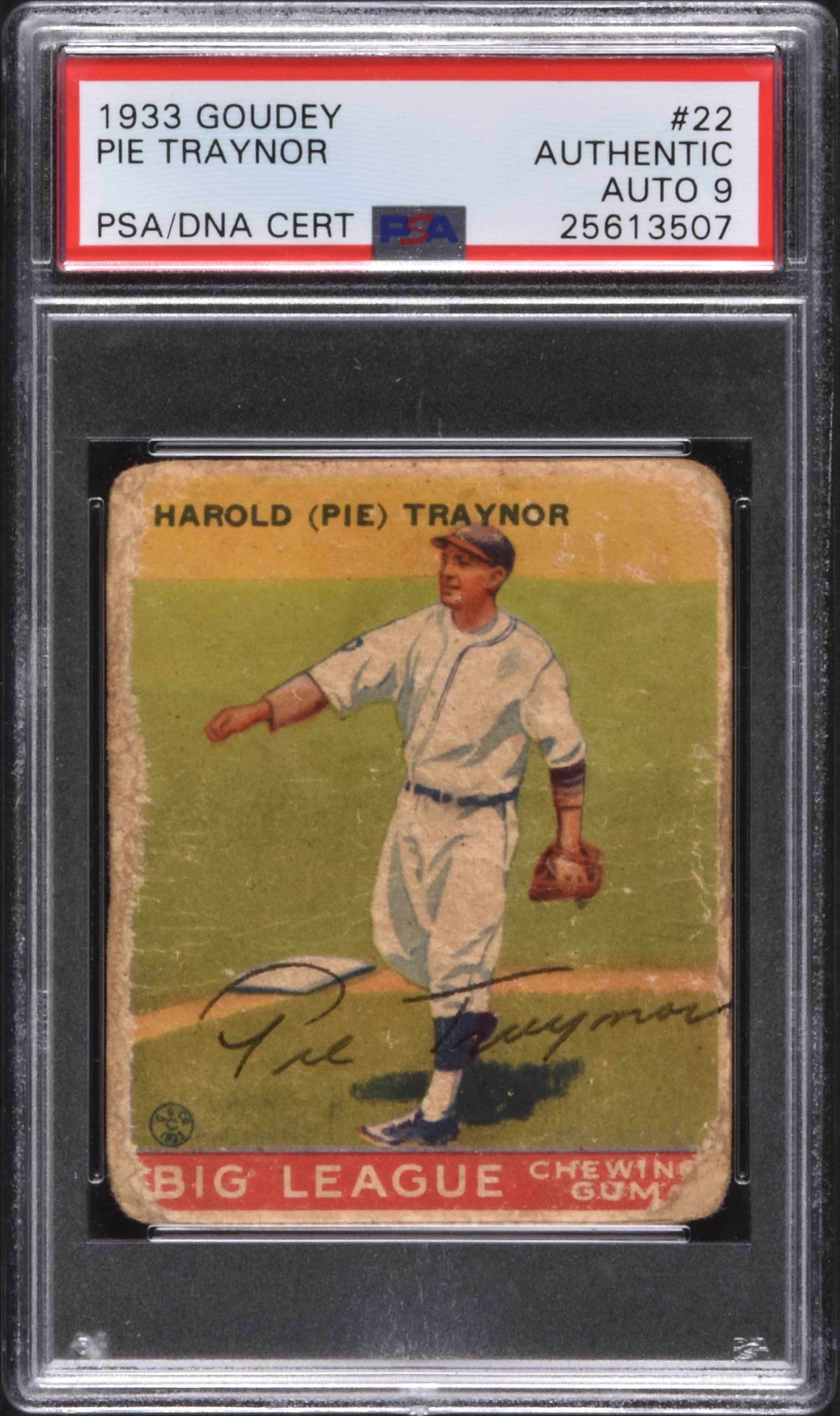 Signed 1933 R319 Goudey #22 Pie Traynor PSA/DNA MINT 9 | REA Archive
