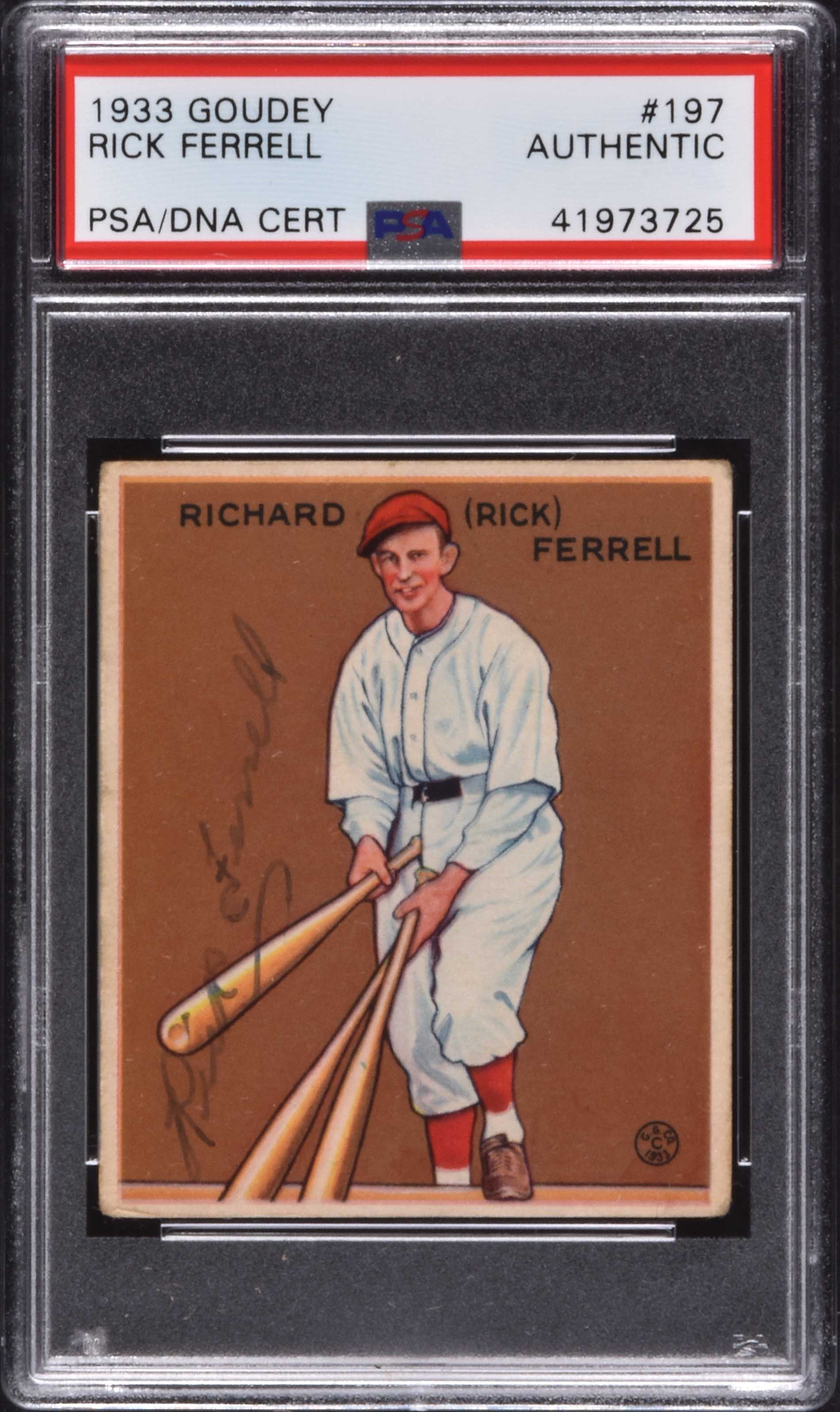 Signed 1933 R319 Goudey #197 Rick Ferrell - PSA/DNA | REA Archive