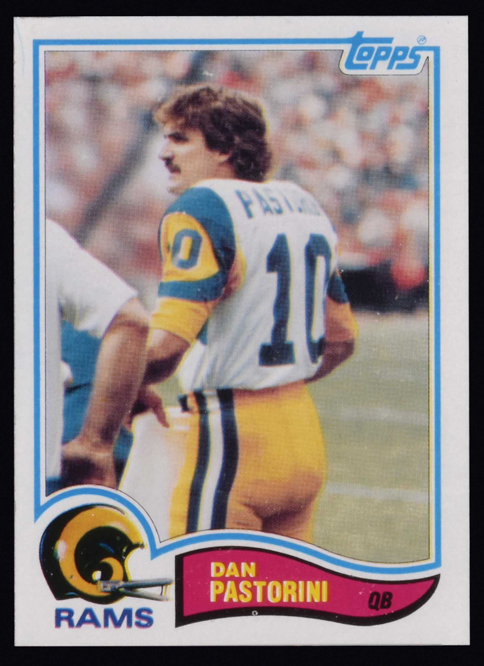 1982 Topps Dan Pastorini Unissued Blank-Back Proof Card | REA Archive