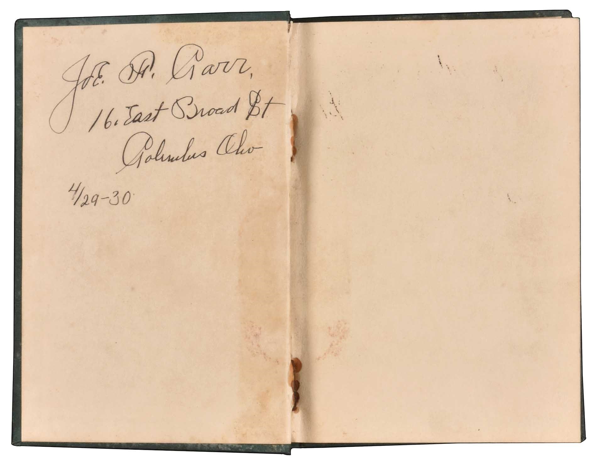 Joe Carr Signed 1930 Reach Baseball Guide - Rare Hall of Fame Autograph ...