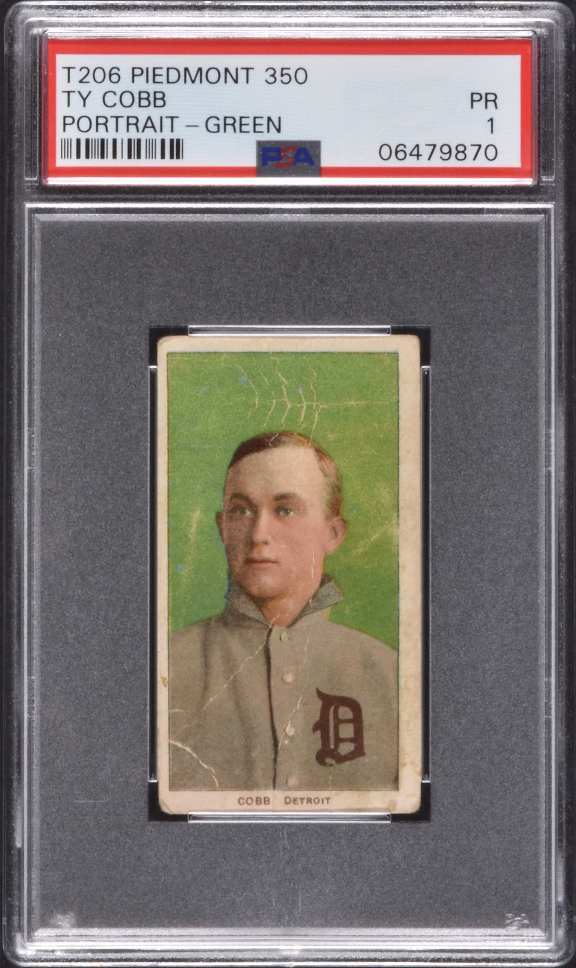 1909-1911 T206 White Border Ty Cobb Portrait Green Background | REA Archive