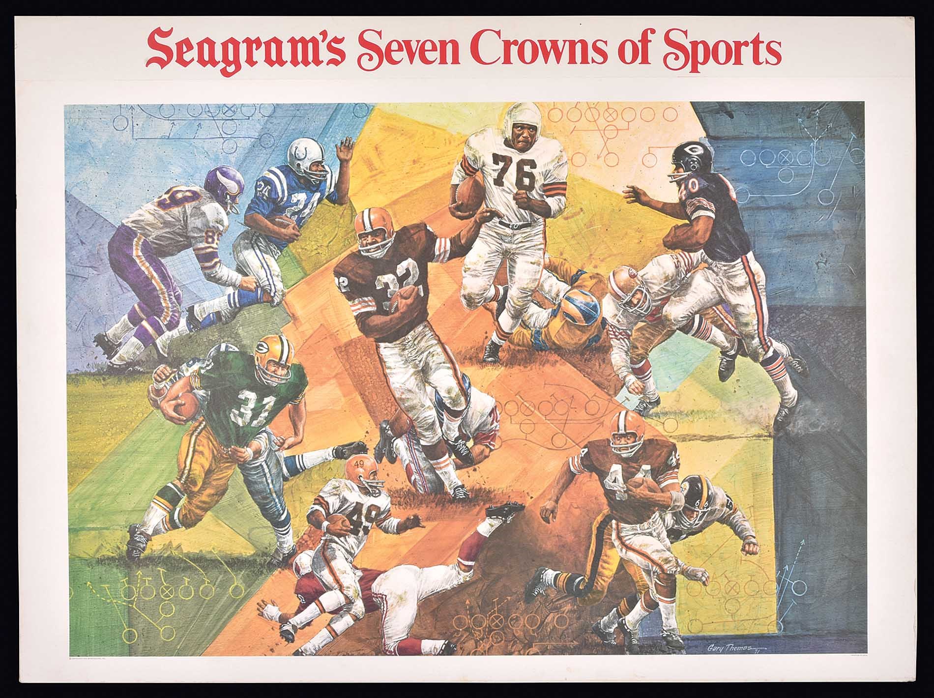 Rare 1972 Seagram's Football Lithograph by Gary Thomas - "The Running ...