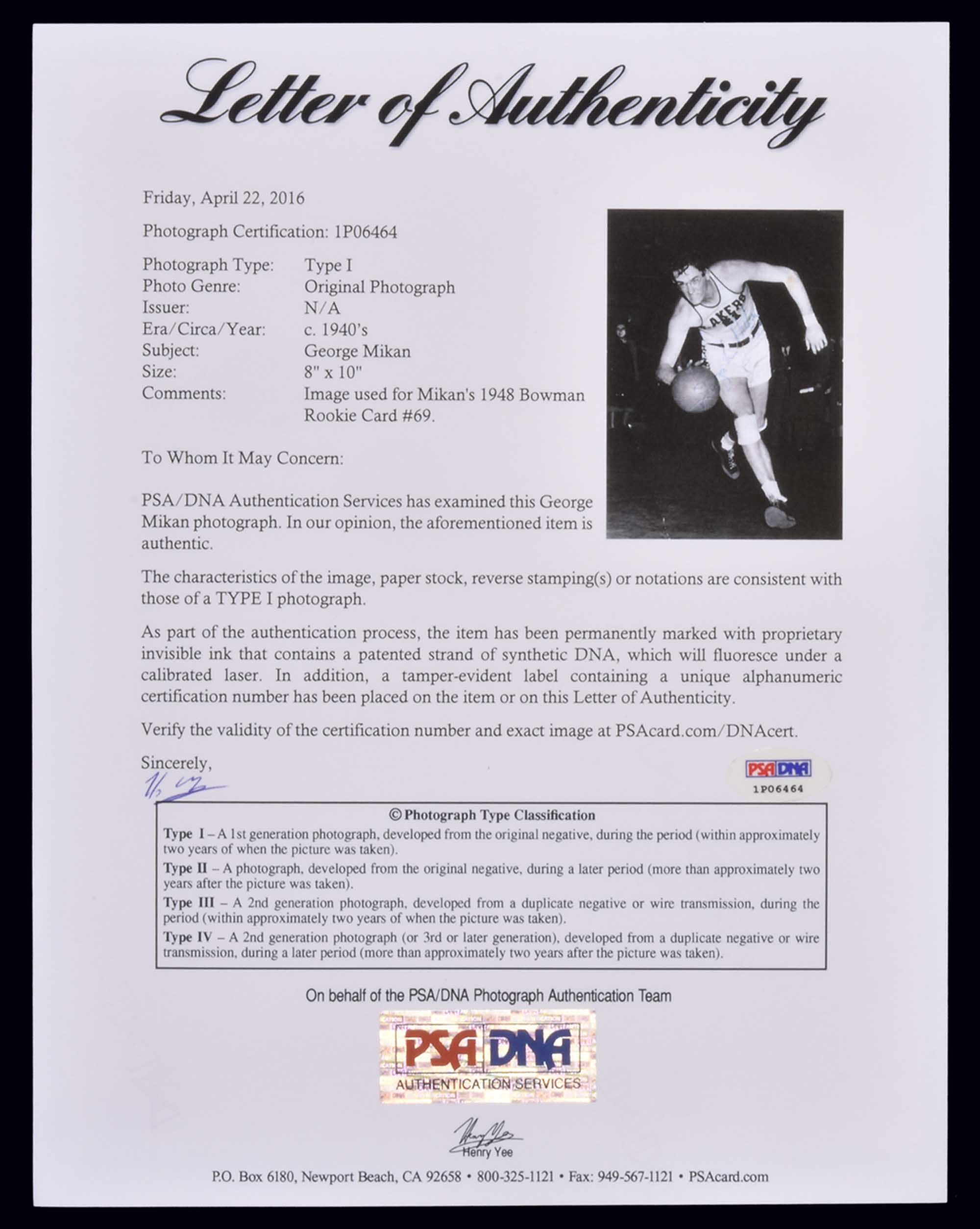 1948 George Mikan Original Photo - Used For 1948 Bowman Basketball ...