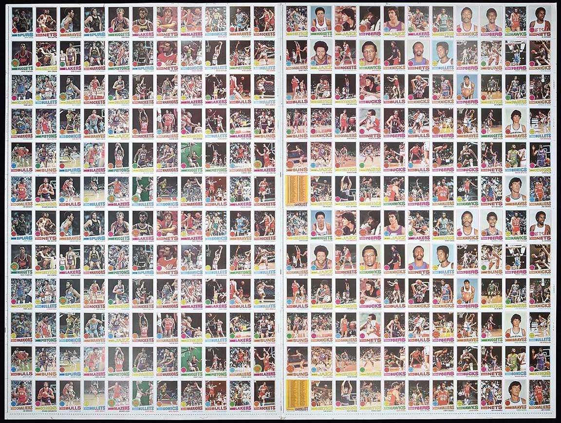 1977-1978 Topps Basketball Two Complete Sets on a Double Uncut Sheet ...