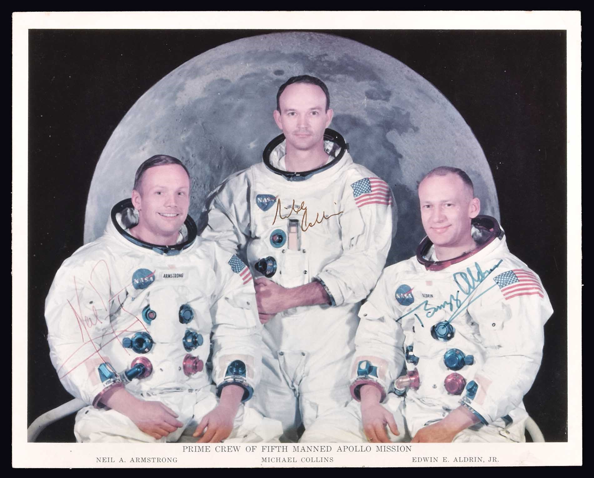 Signed Apollo 11 Crew Photograph - Neil Armstrong, Buzz Aldrin, and ...