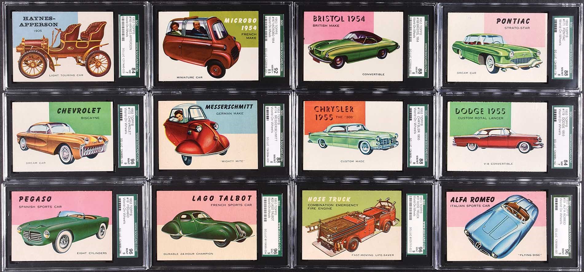 1953-1955 Topps "World On Wheels" SGC-Graded Partial Set (112/180 ...
