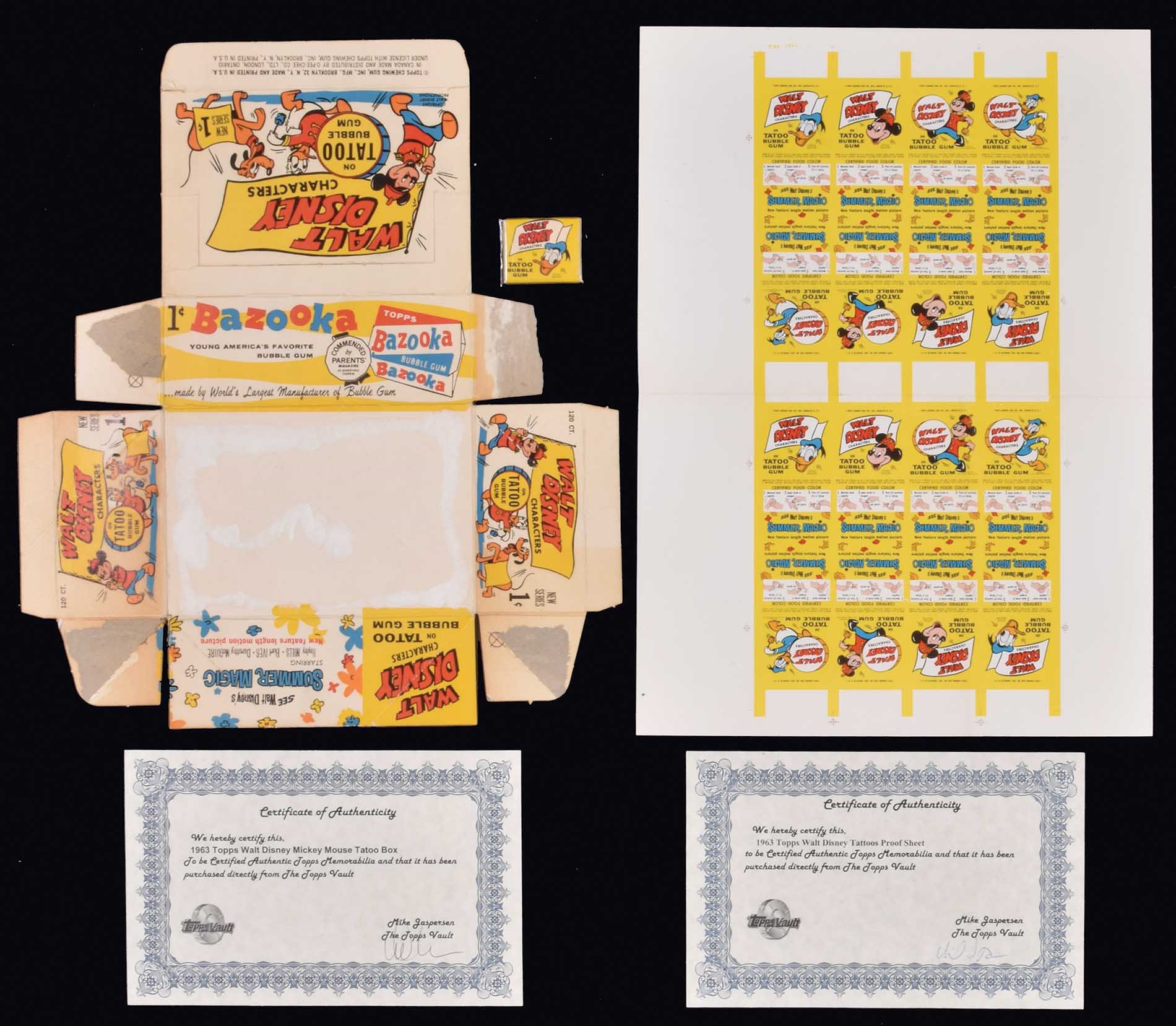 1963 Topps "Walt Disney Characters Tattoo" Display Box and Proof ...