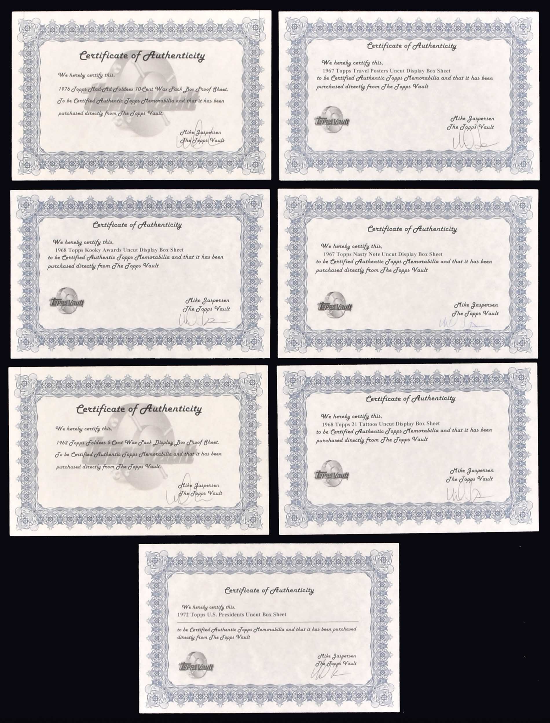 1960s and 1970s Topps Nonsport Display Box Uncut Proof Sheet Collection ...