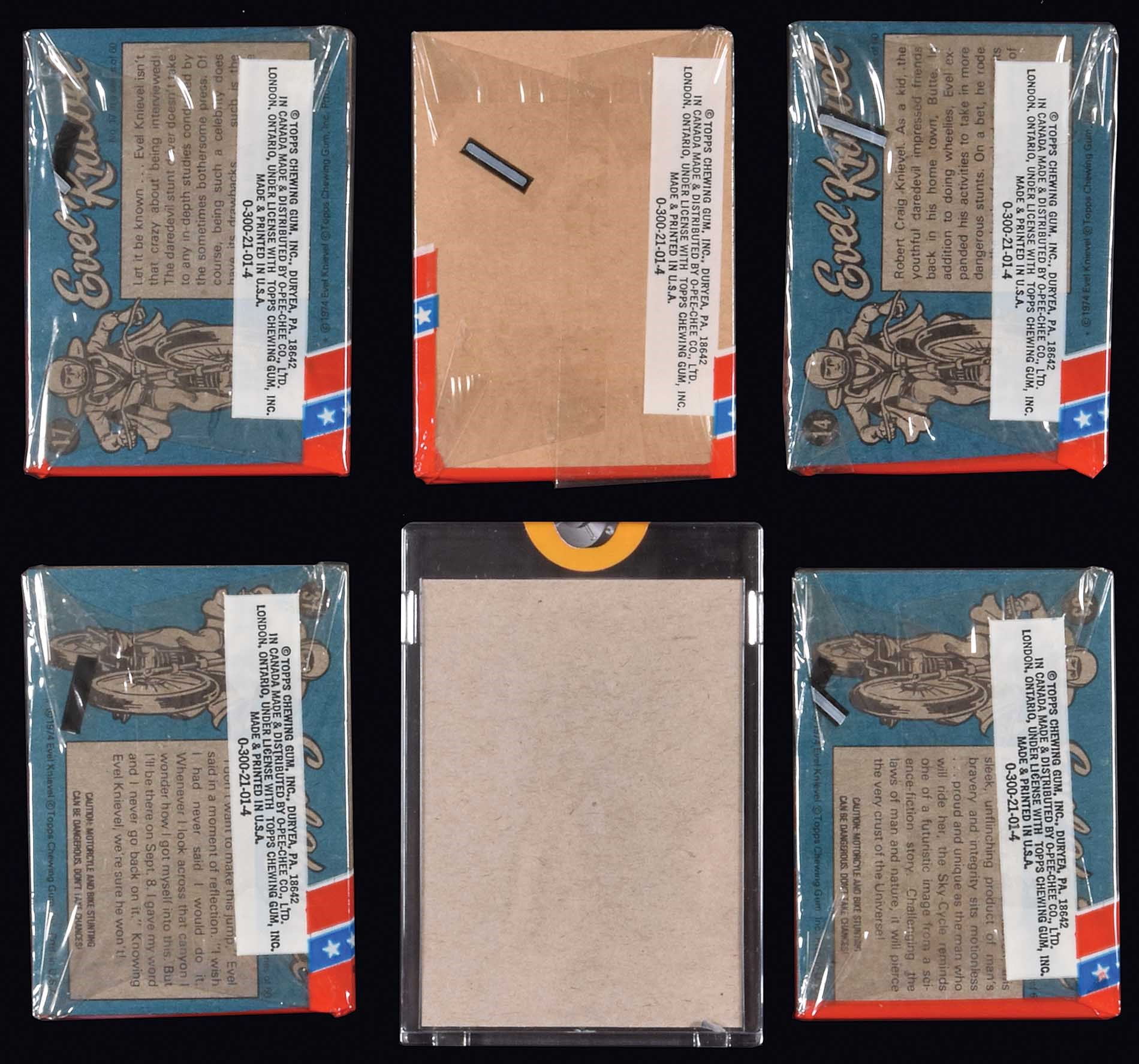 1974 Topps Test "Evel Knievel" Unopened Cello Packs (5) Plus Proof ...