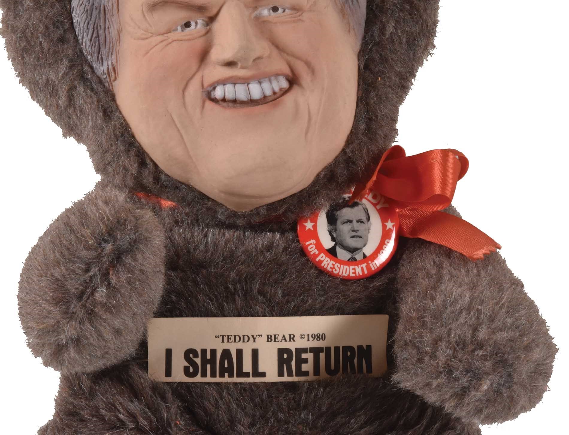 1980 Ted Kennedy "Teddy" Bear with Original Pin, Ribbon, and Label ...