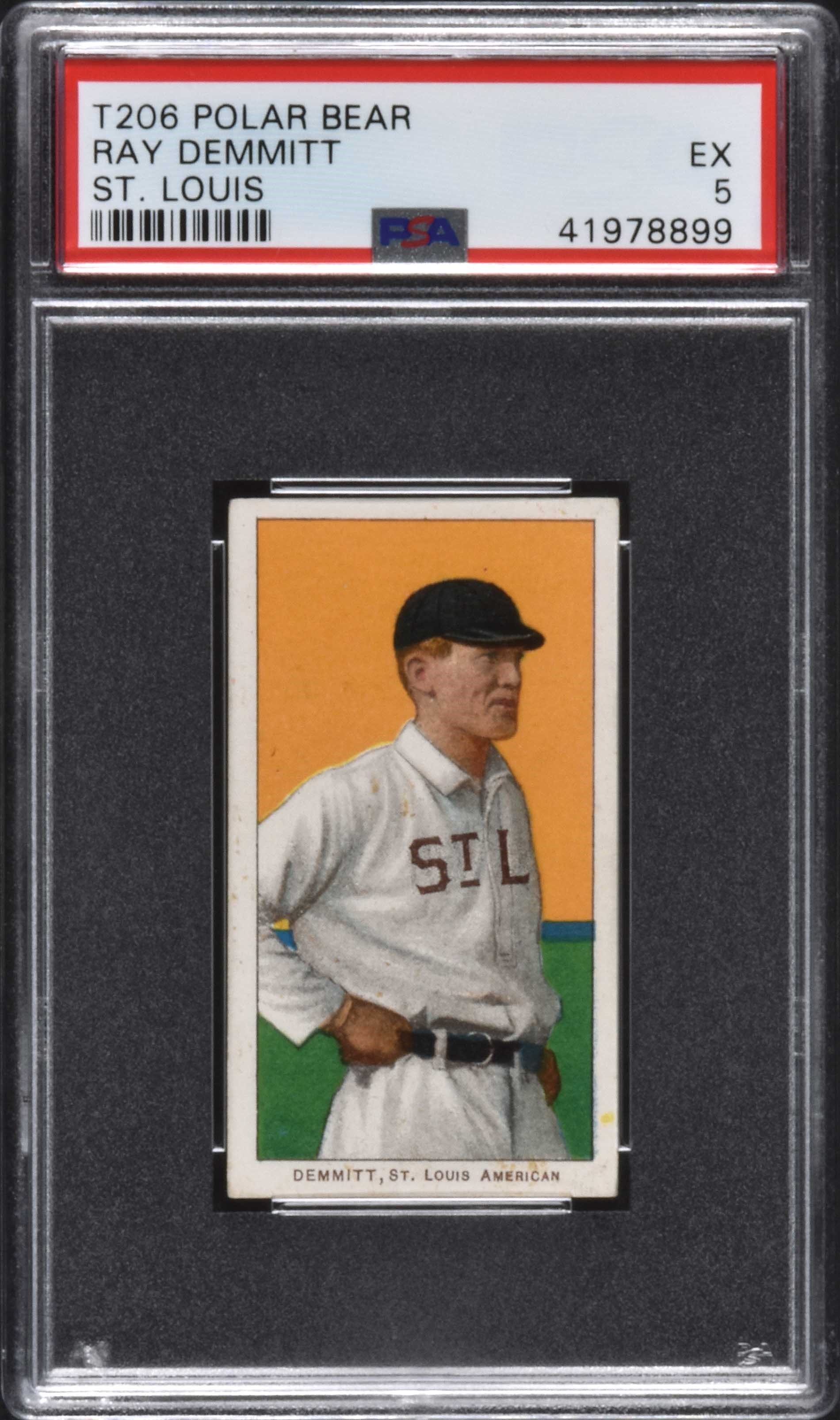 1909-1911 T206 White Border Ray Demmitt St. Louis Variation PSA EX 5 ...