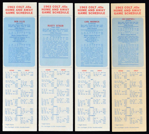 1963 Pepsi-Cola Houston Colt .45's Complete Set Minus One (15/16) Plus ...