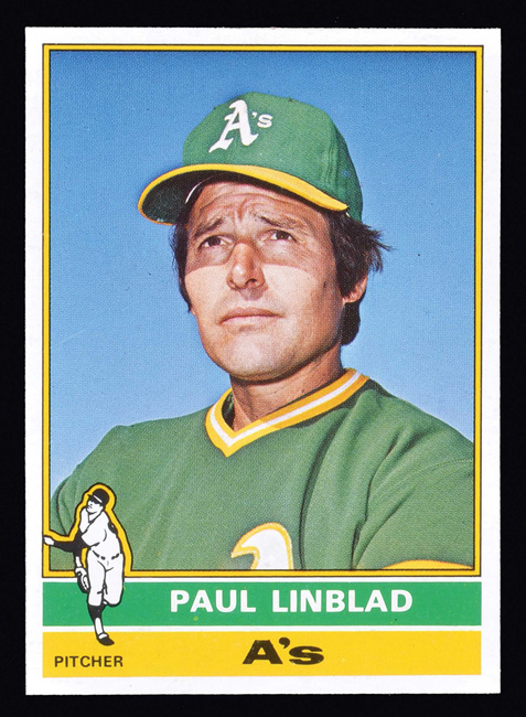 1976 Topps #9 Paul Lindblad Unissued Blank-Back Proof Card | REA Archive