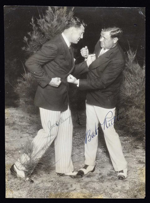 Circa 1925 Babe Ruth and Jack Dempsey Signed News Photo with ...