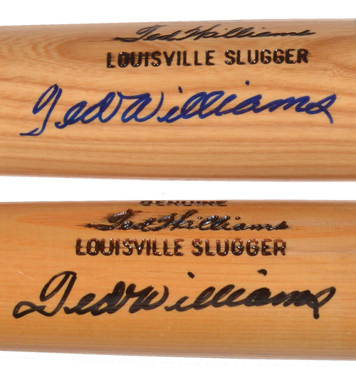 Pair of Ted Williams Signed Commemorative Bats | REA Archive