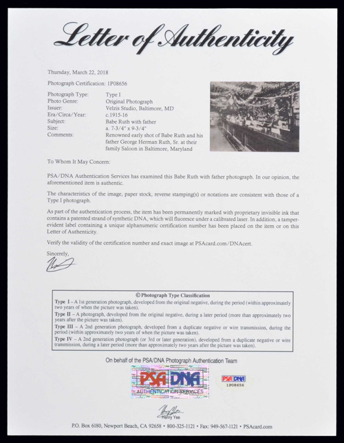 Rare Original 1915 Babe Ruth & Father Mounted Photograph - "Babe Ruth's ...