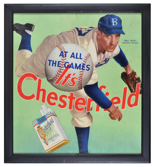 Circa 1941 Whit Wyatt Brooklyn Dodgers Chesterfield Advertising Sign ...