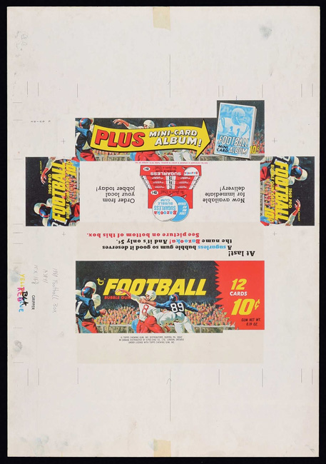 1969 Topps Football Display Box Uncut Proof Sheet | REA Archive