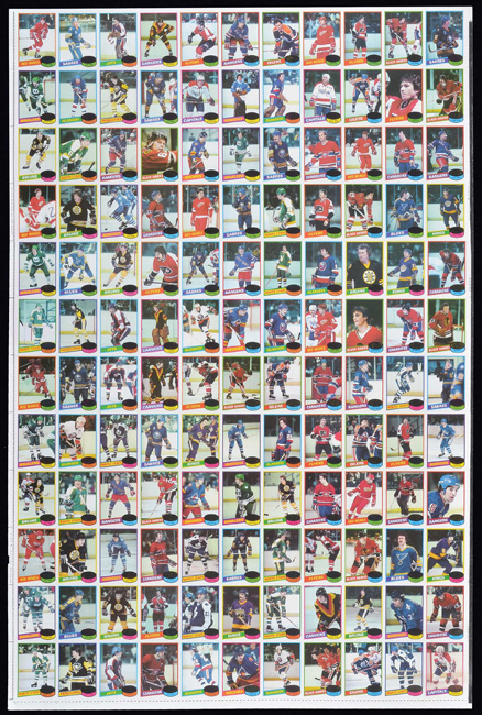 1980-1981 Topps Hockey Complete Set on Two Uncut Sheets with Wayne Gretzky and Ray Bourque ...