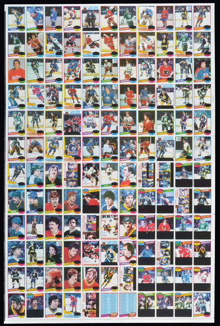 1980-1981 Topps Hockey Complete Set on Two Uncut Sheets with Wayne Gretzky and Ray Bourque ...