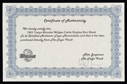 1963 Topps "Monster Laffs" Midgee Uncut Display Box Proof Sheet - Topps ...