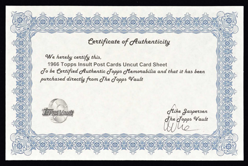 1966 Topps "Insult Postcards" Complete Set Uncut Proof Sheet - Topps ...