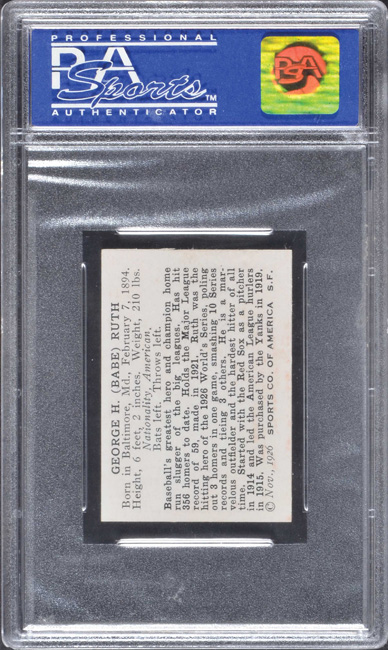 1926 Spalding Champions Babe Ruth PSA MINT 9 - Highest Graded! | REA ...