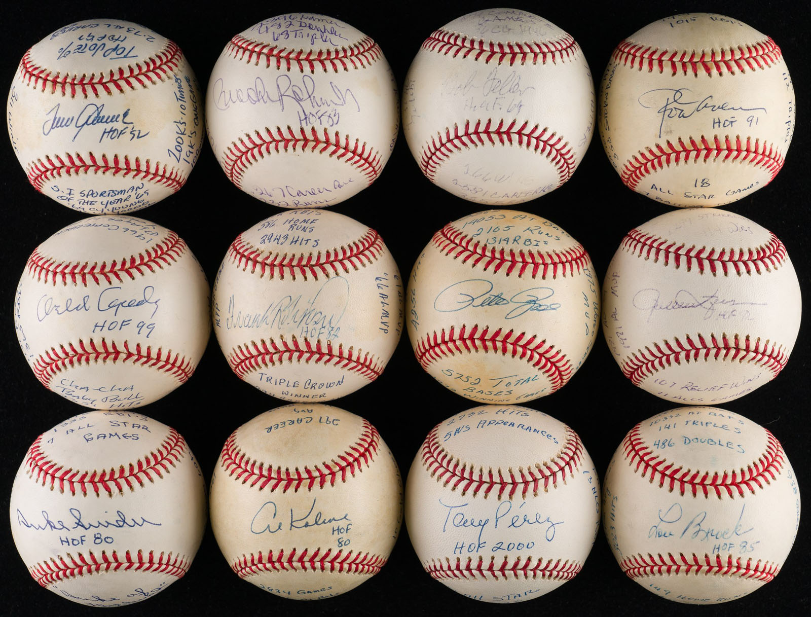 Rare Complete Single-Signed Hall of Famer "Stat-Ball" Collection (30 ...