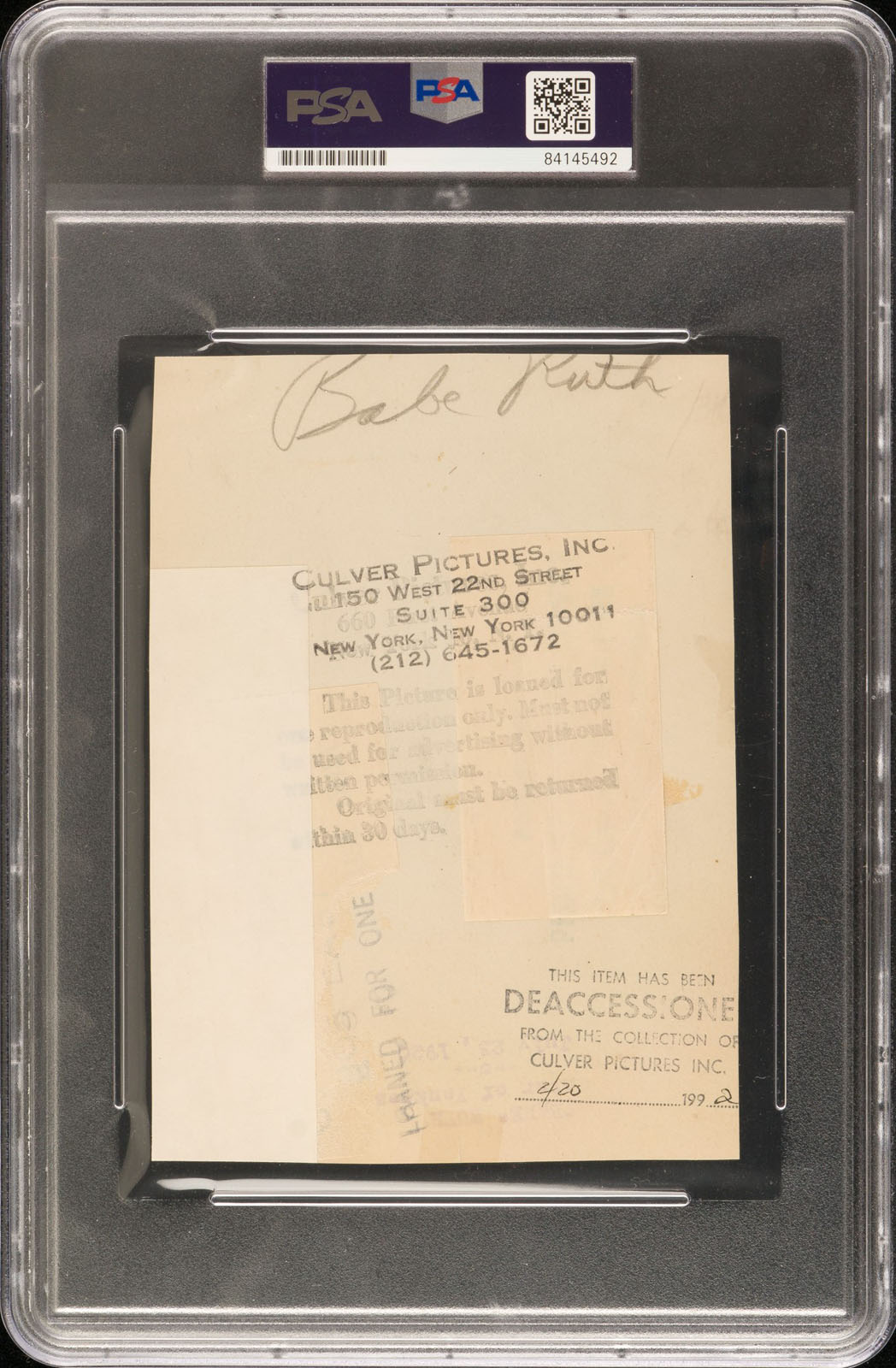 1920 Babe Ruth Original George Grantham Bain Photograph - First Season ...