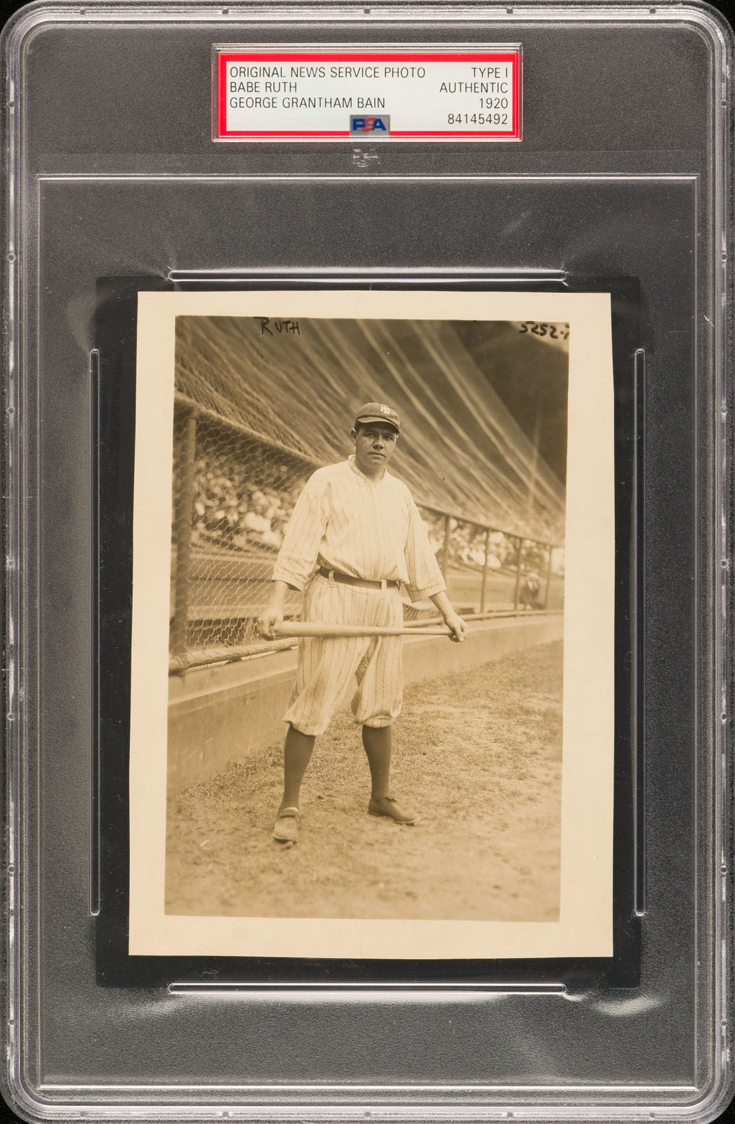1920 Babe Ruth Original George Grantham Bain Photograph - First Season ...