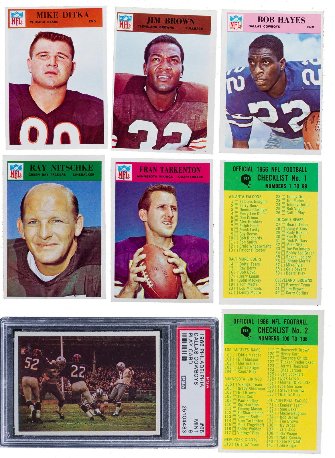 1966 Philadelphia Football Complete Set (198) Including Gale Sayers and ...