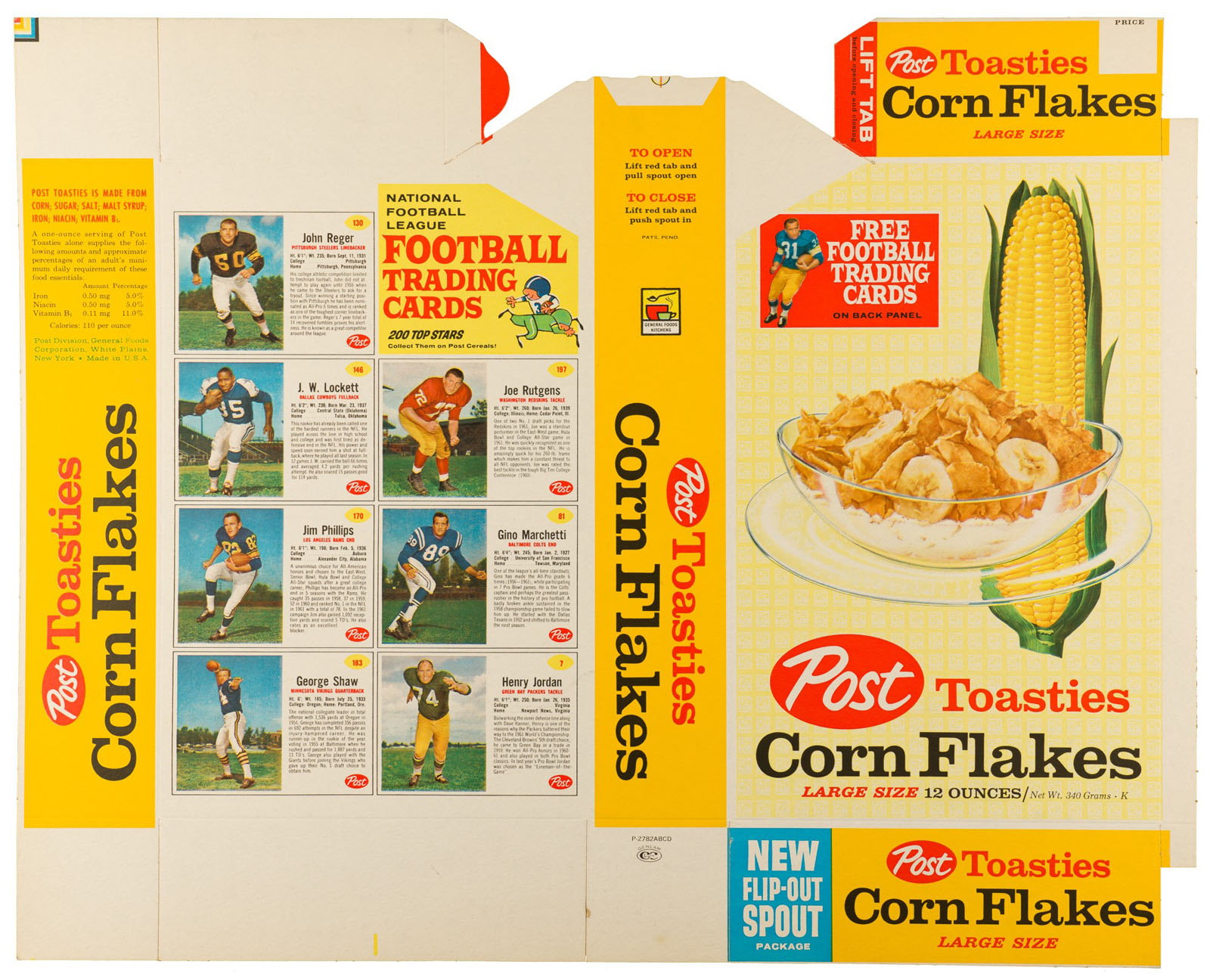 1962 Post Cereal Football Complete Unassembled Box with Jim Taylor on ...