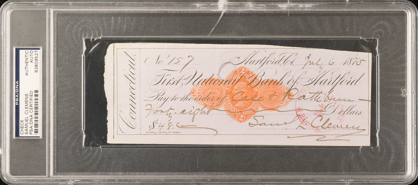 1875 Samuel Clemens/Mark Twain Signed Check - PSA/DNA | REA Archive