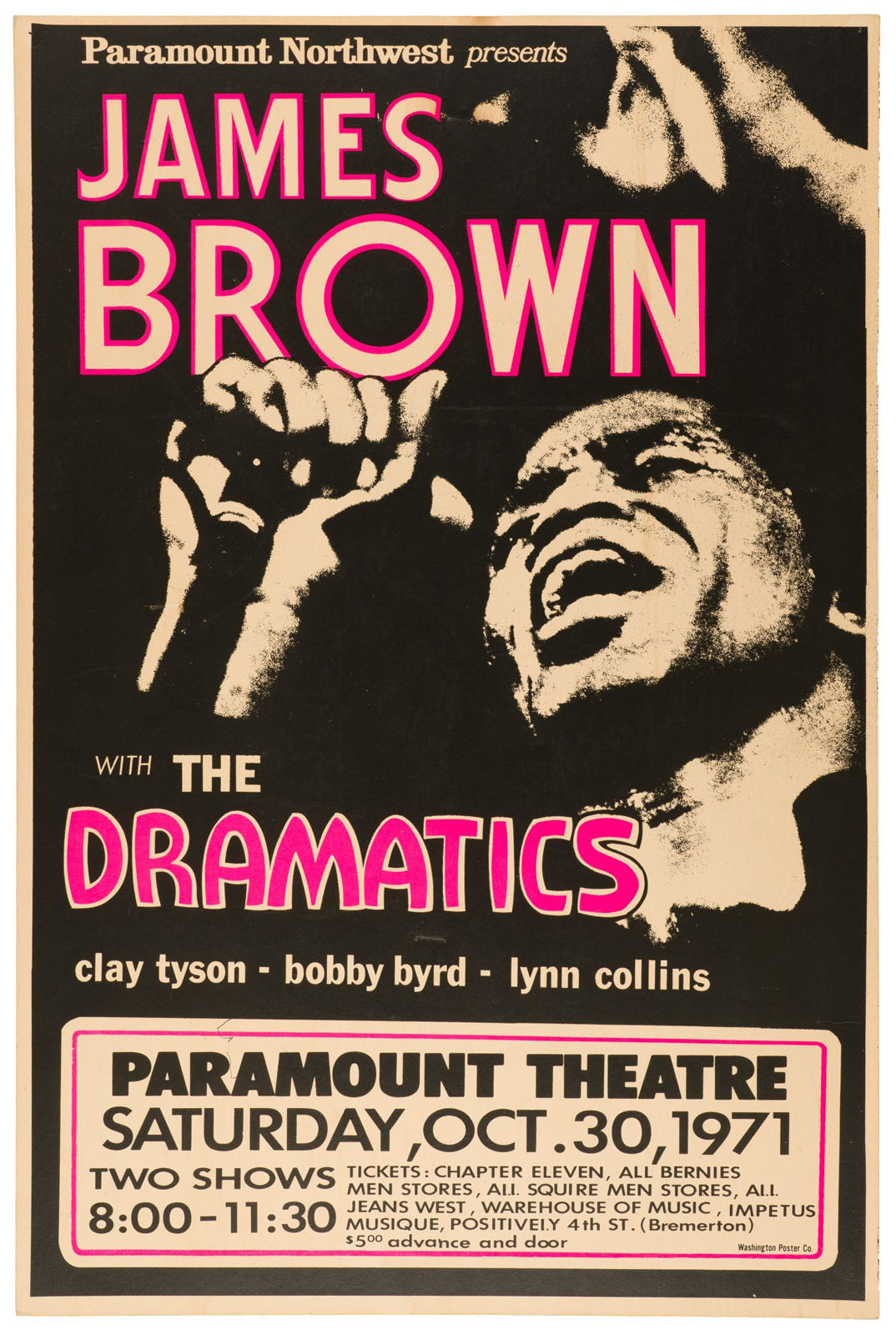 1971 James Brown Paramount Theatre Concert Poster | REA Archive
