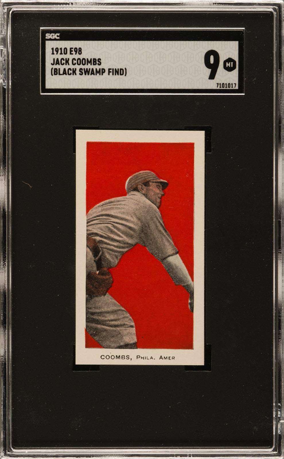 1910 E98 Anonymous "Set of 30" Jack Coombs SGC MINT 9 - Red Background ...