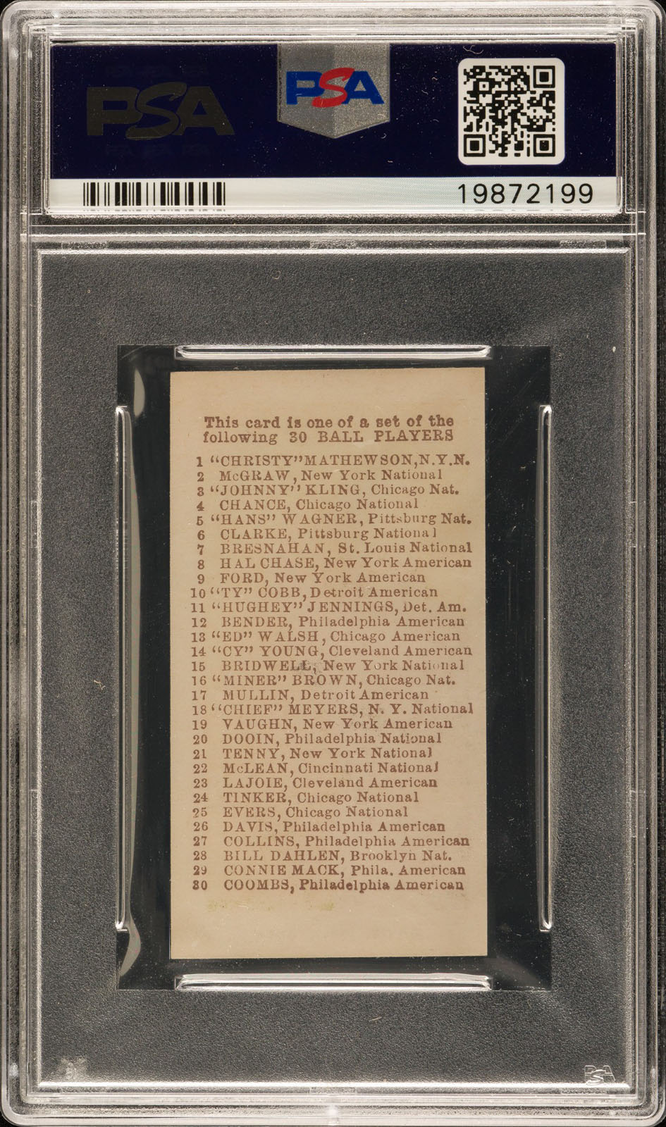 1910 E98 Anonymous "Set of 30" Harry Davis PSA NM-MT 8 - Green ...